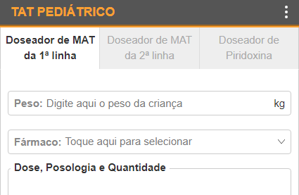 TAT PEDIÁTRICO - Doseador de MATs da 1ª linha, 2ª linha e Piridoxina